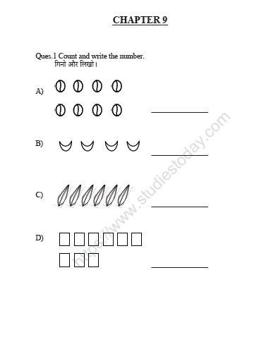 CBSE Class 1 Maths Count and Write Worksheet